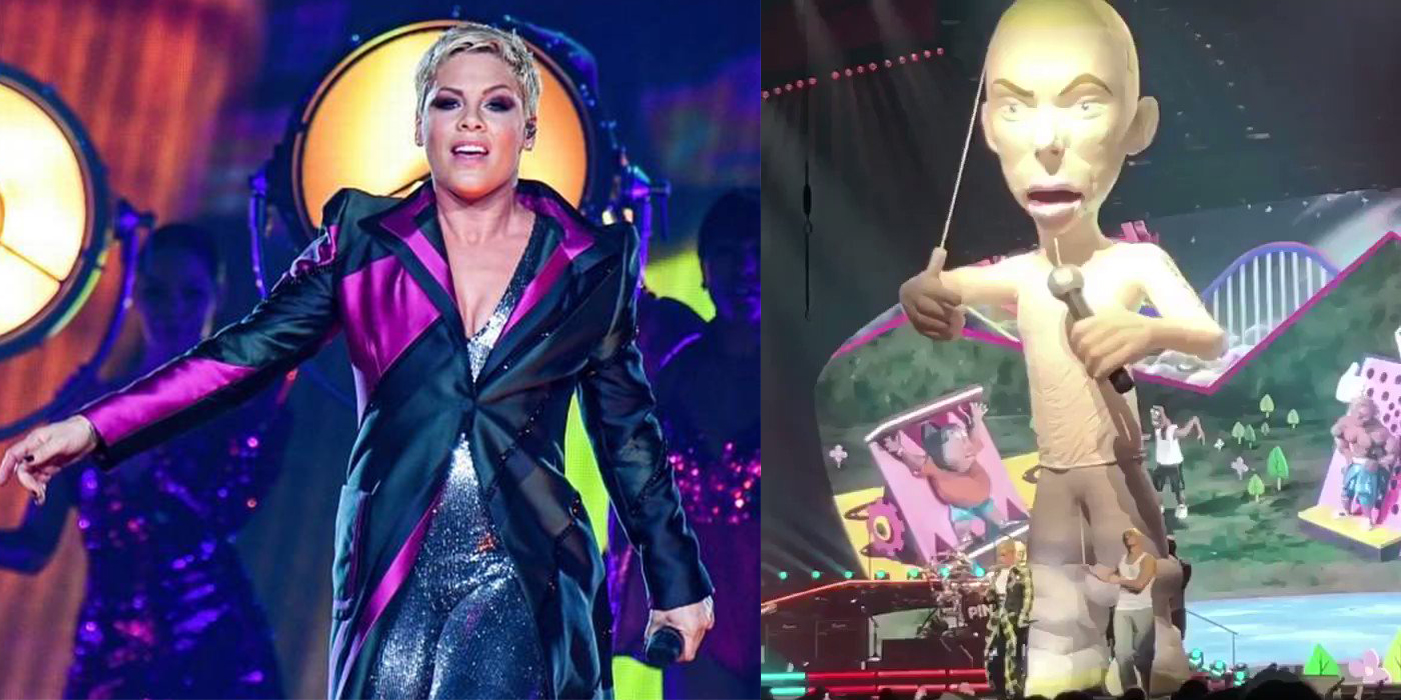 P!nk canta “Revenge” ao vivo e usa um boneco inflável do Eminem durante ...